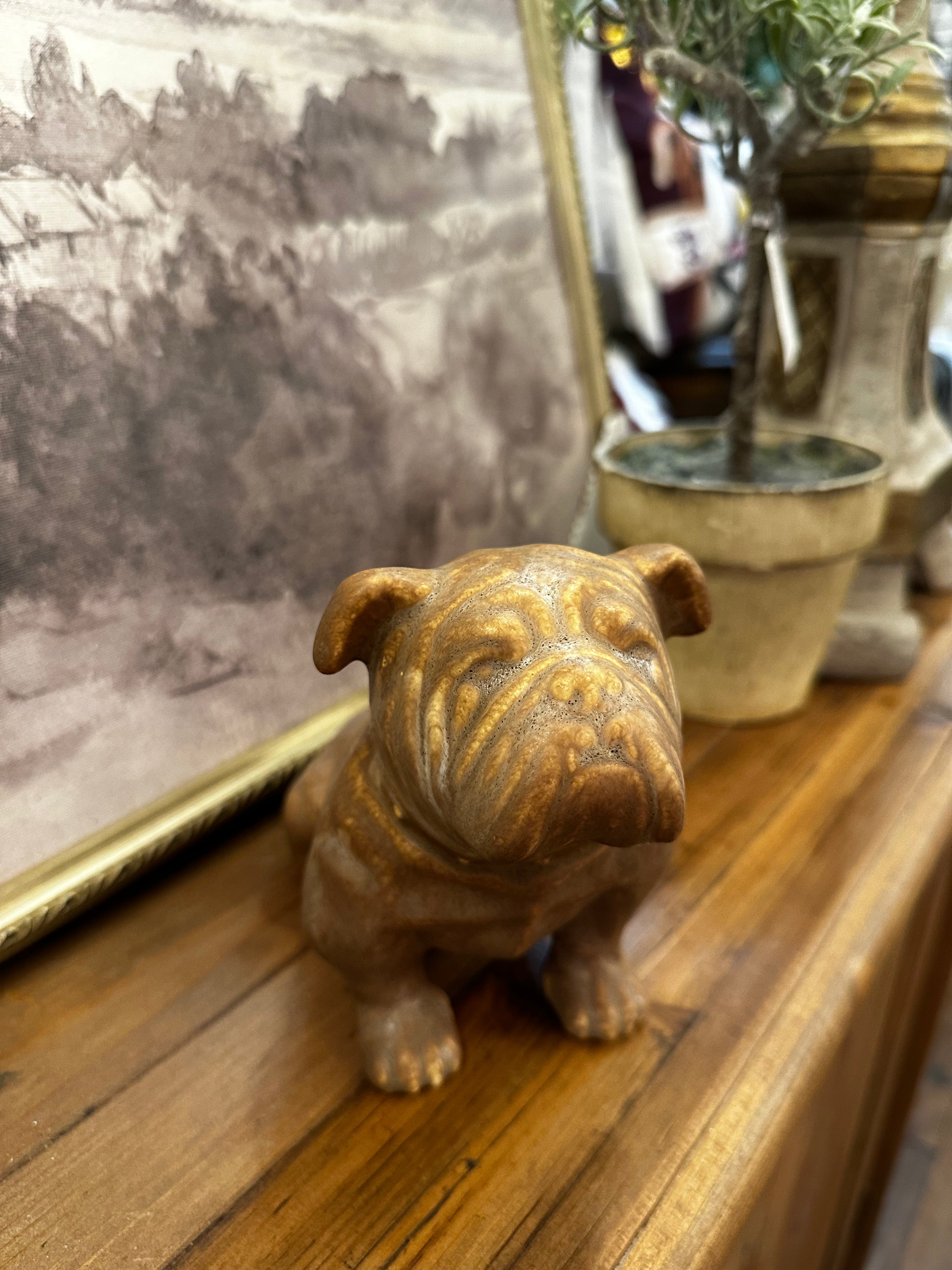 Small Brown Pottery Bulldog – Southern Antiques