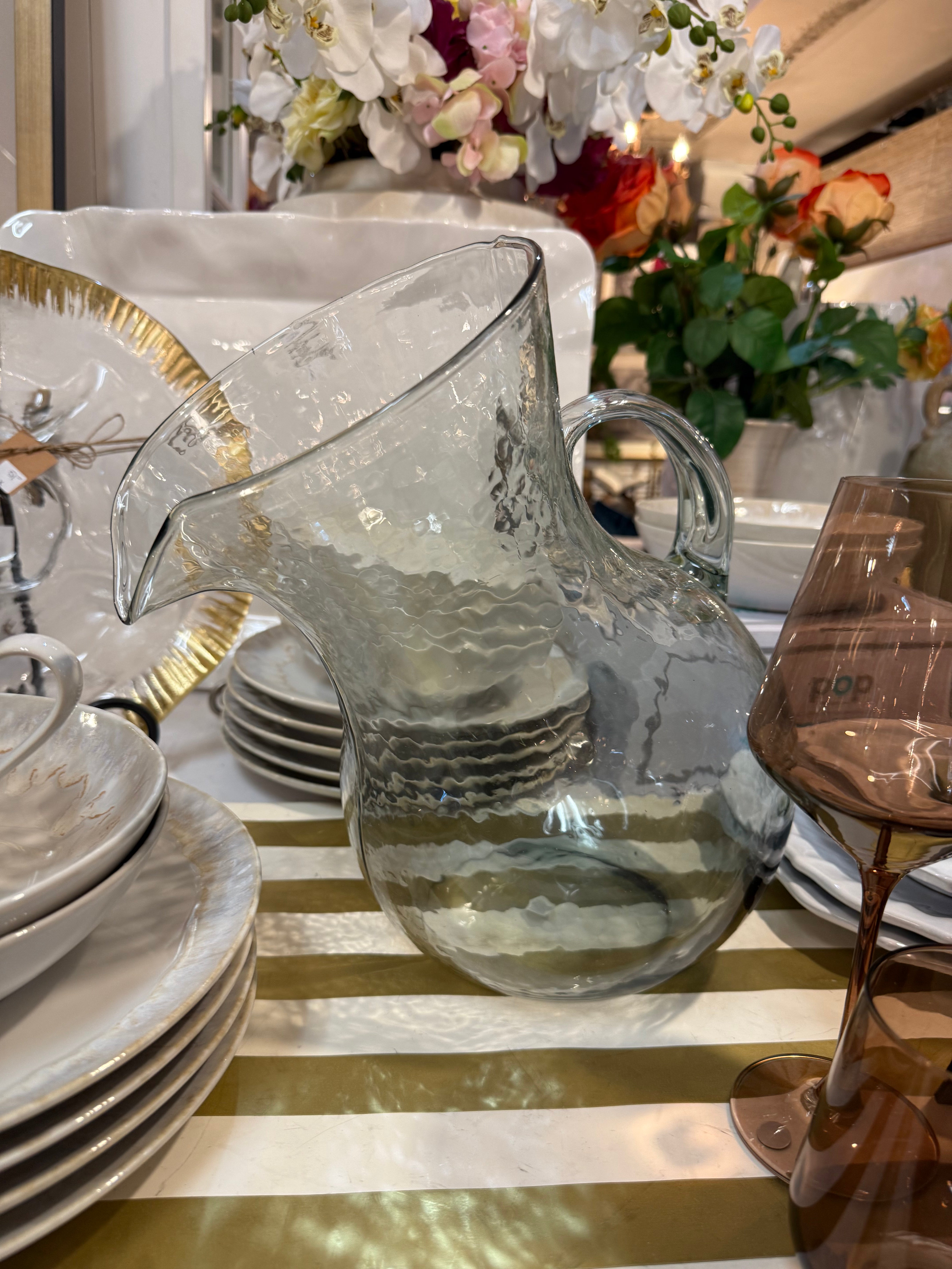 Large Tilted Glass Pitcher – Southern Antiques